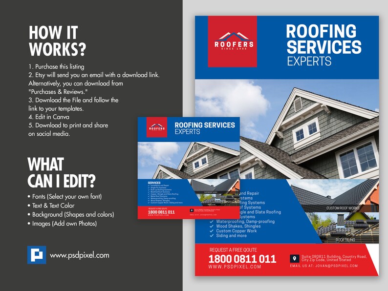 Roofing Company Promotional Flyer and Social Media Combo Promotional ...