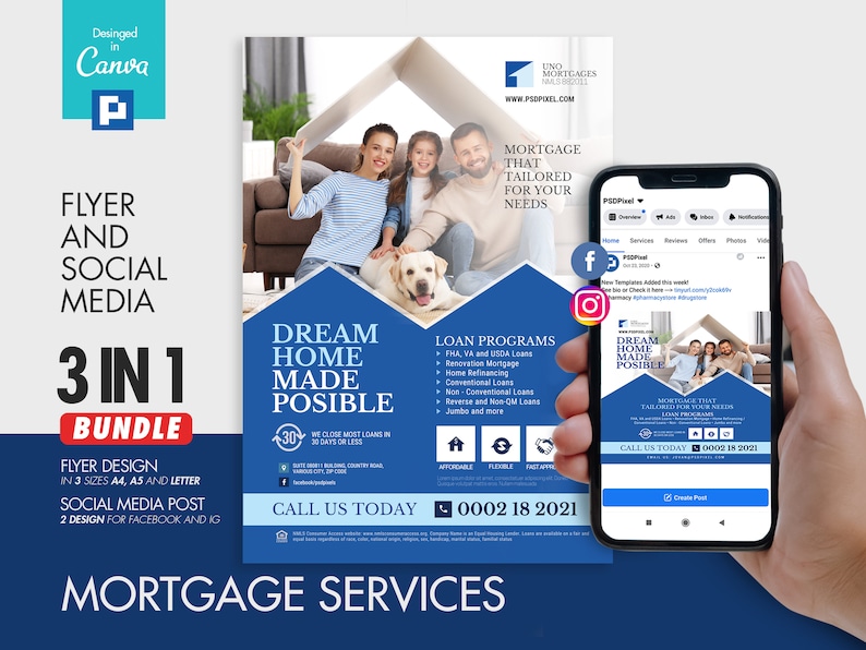 Lending and Mortgage Company Flyer and Social Media Combo Promotional ...