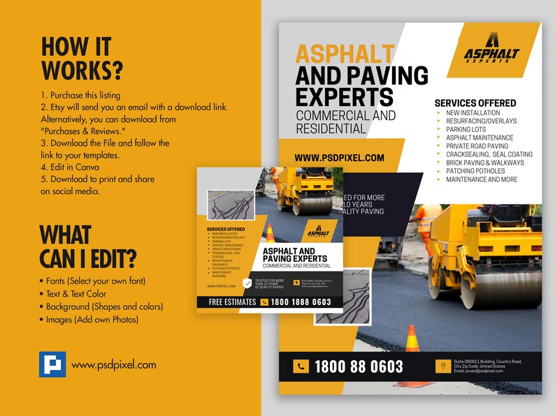 Asphalt Services Promotional Flyer and Social Media Combo Promotional ...