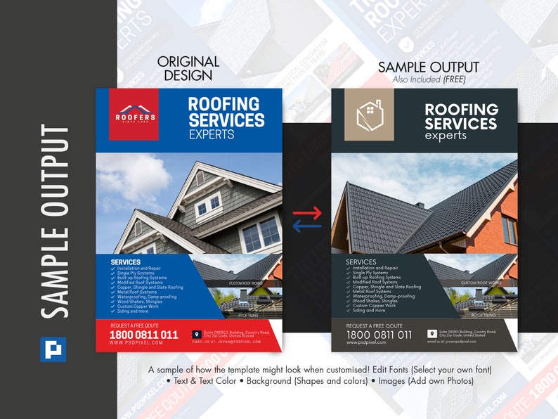 Roofing Company Promotional Flyer and Social Media Combo Promotional ...