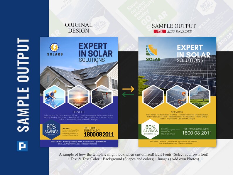 Solar Energy Services Flyer and Business Card DIY Flyer Template in ...