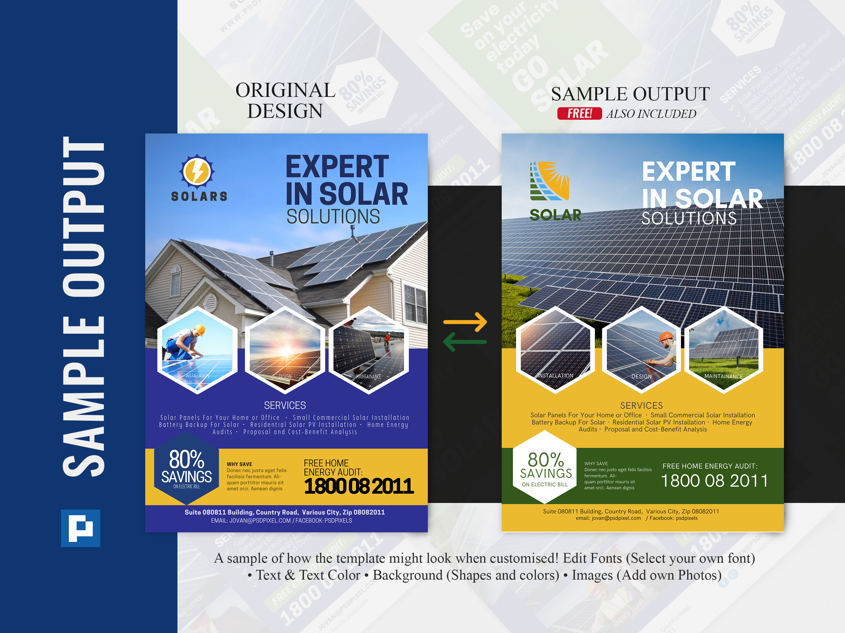 Solar Energy Services Flyer and Business Card DIY Flyer Template in ...