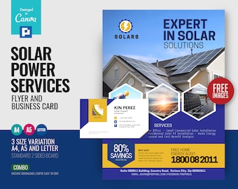 Solar Energy Promotional Flyer and Business Card DIY Flyer Template in ...