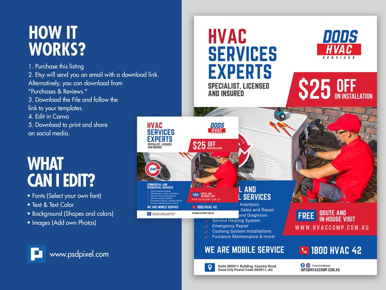 HVAC Installation and Maintenance Flyer and Social Media Combo ...