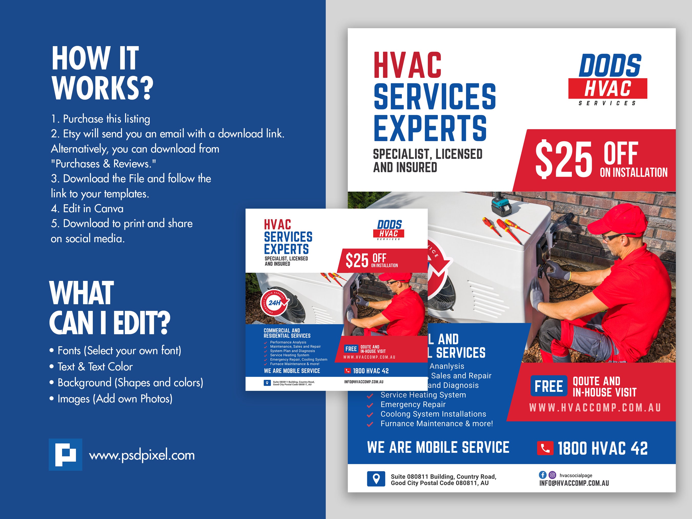 HVAC Installation and Maintenance Flyer and Social Media Combo ...