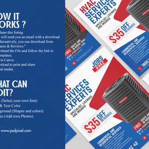 HVAC, Heating and Cooling Services Flyer and Business Card Print Combo ...
