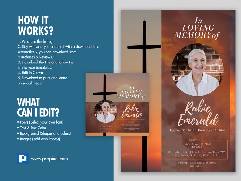 Memorial and Funeral Program Flyer and Social Media Combo Promotional ...