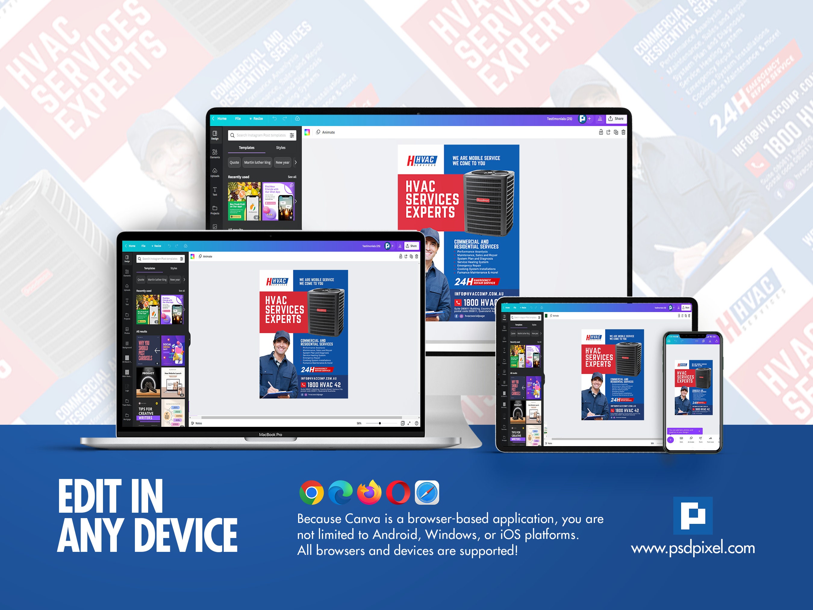 HVAC Heating and Cooling Expert Flyer and Social Media Combo ...