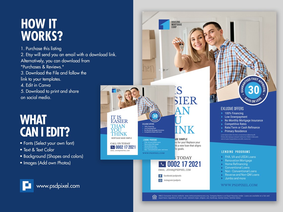 Loan and Mortgage Services Flyer and Social Media Combo Promotional ...
