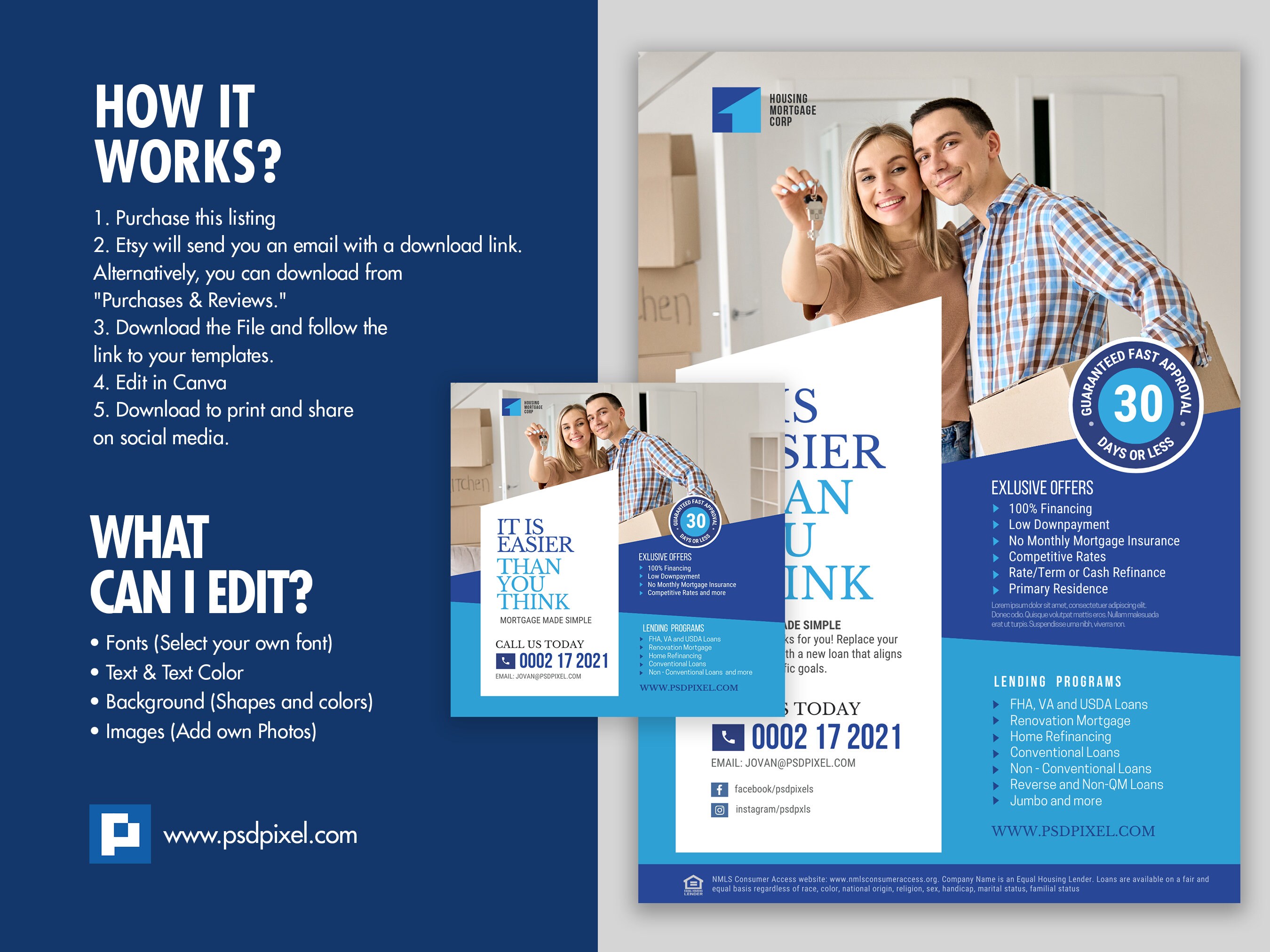 Loan and Mortgage Services Flyer and Social Media Combo Promotional ...
