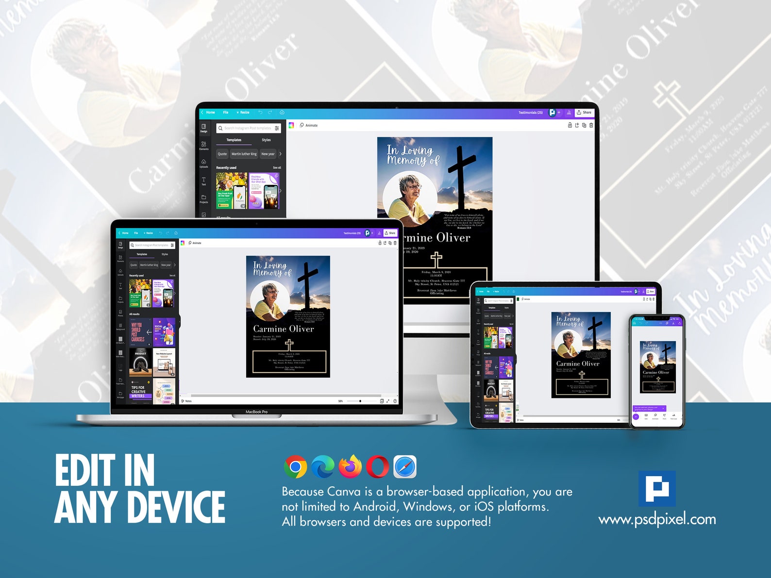 Internment and Funeral Program Flyer and Social Media Combo Promotional ...