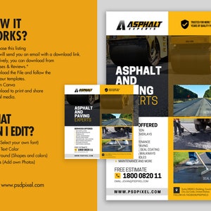 Paving Contractor Flyer and Social Media Combo Promotional Canva ...