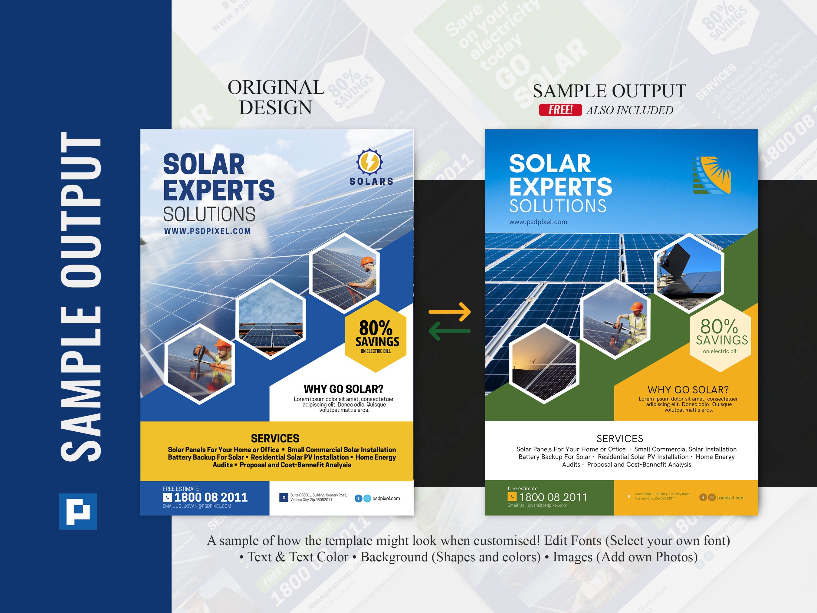 Solar Energy Promotional Flyer and Business Card DIY Flyer Template in ...