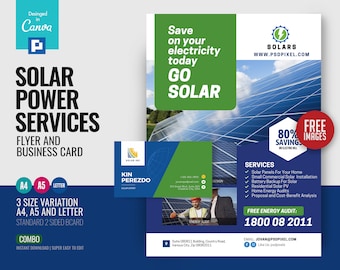 Solar Energy Services Flyer Template Canva, Renewable Energy Business ...