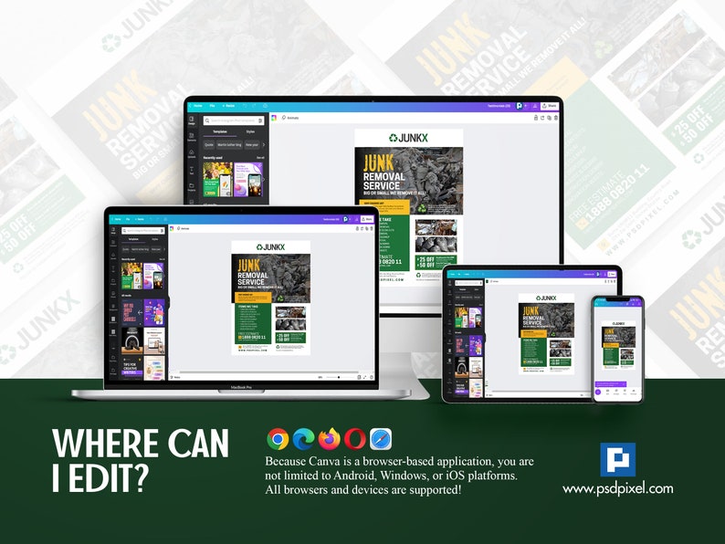 Junk and Trash Removal Flyer and Business Card in Canva - Etsy