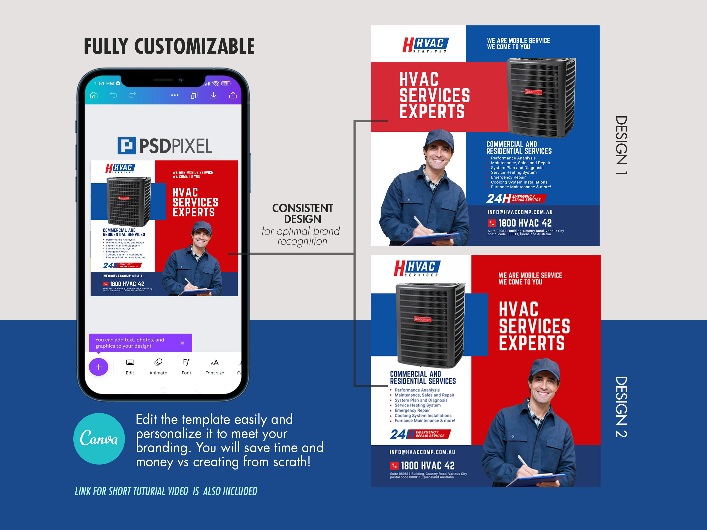 HVAC Heating and Cooling Expert Flyer and Social Media Combo ...