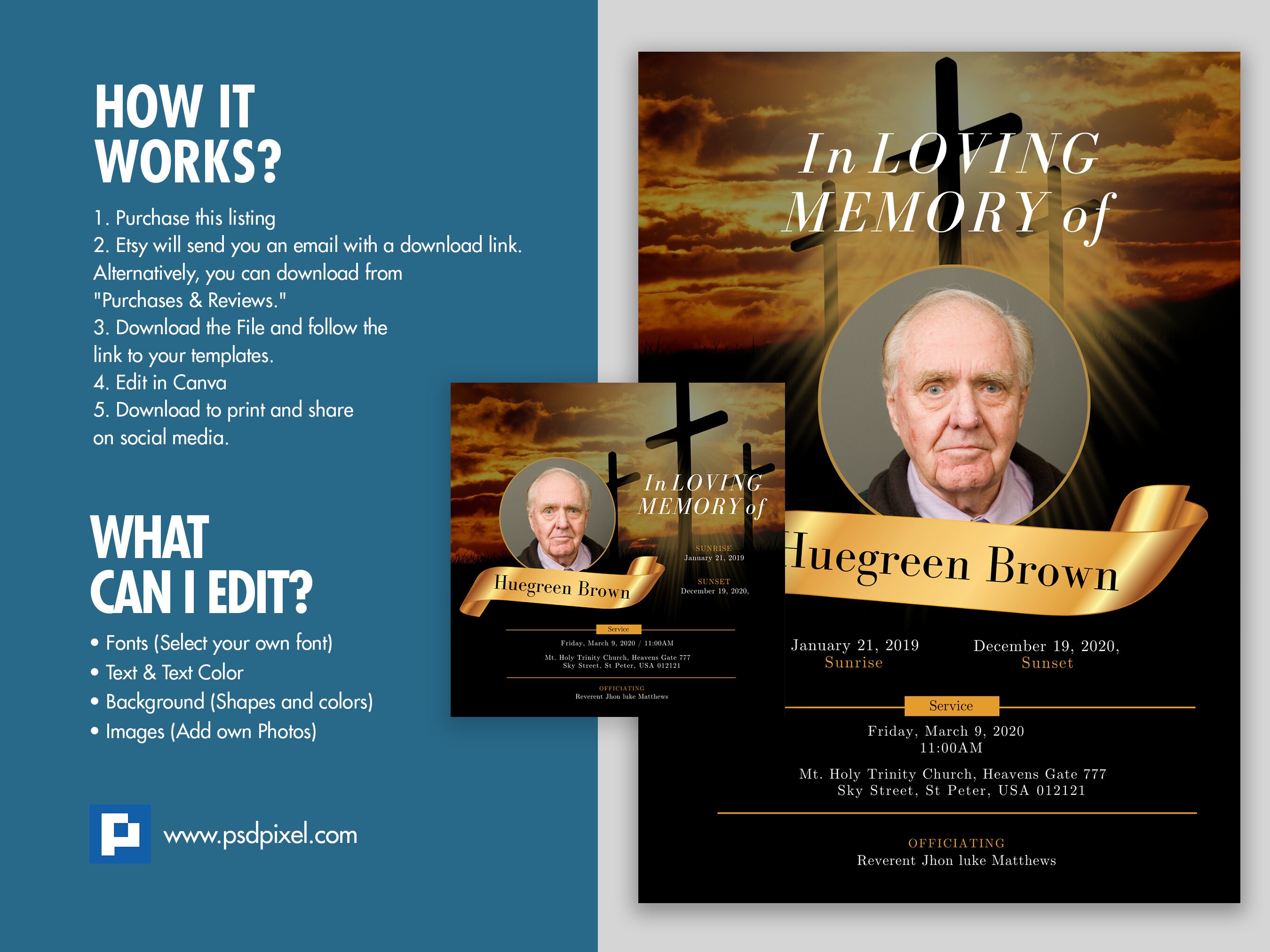 Funeral Program Invitation Flyer and Social Media Combo Promotional ...