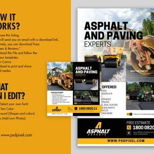 Road Paving Flyer and Social Media Combo Promotional Canva Template - Etsy
