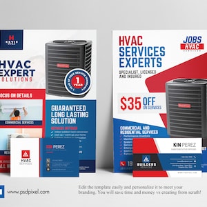 HVAC, Heating and Cooling Services Flyer and Business Card Print Combo ...