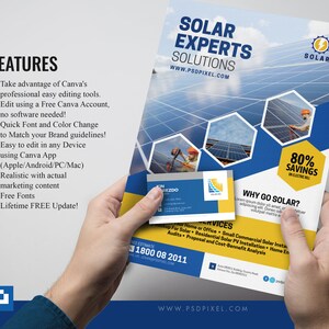 Solar Energy Promotional Flyer and Business Card DIY Flyer Template in ...