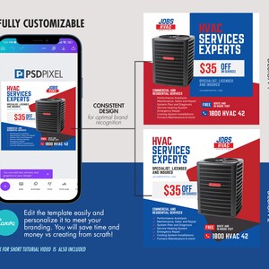 Heating and Cooling Service Flyer and Social Media Combo Promotional ...