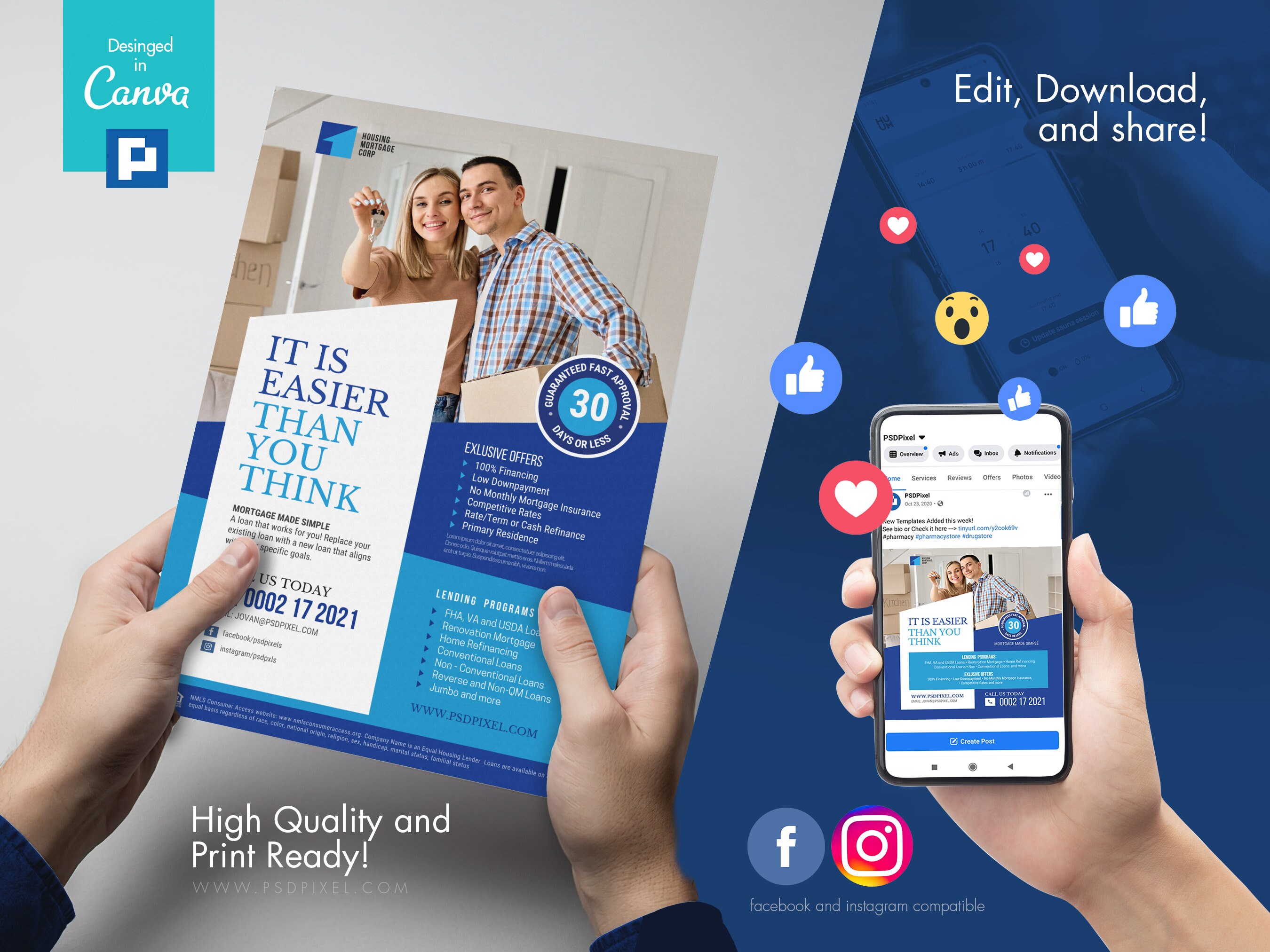 Loan and Mortgage Services Flyer and Social Media Combo Promotional ...