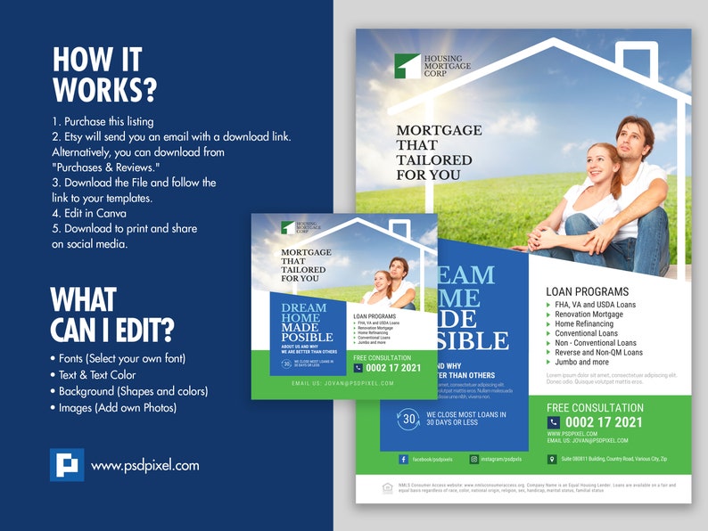 Mortgage Company Promotional Flyer and Social Media Combo Promotional ...
