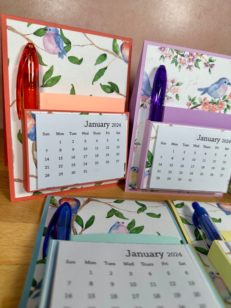 Handmade 2027 Easel Calendar With Sticky Note & Pen - Etsy