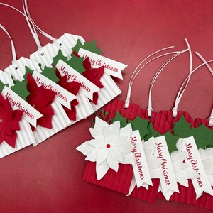 Handmade Christmas Holiday Poinsettia Gift Tags | Set of 8 - Etsy