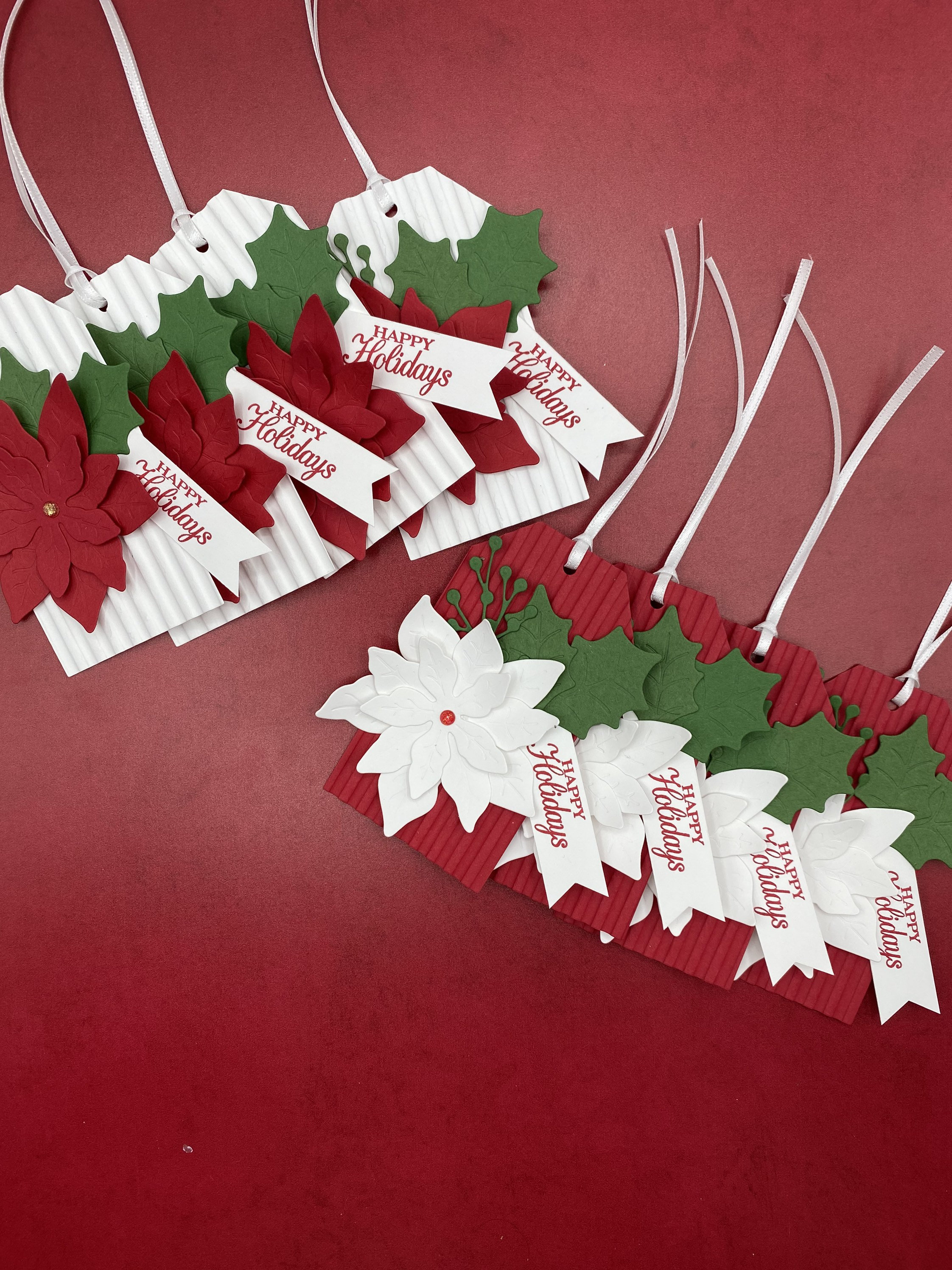 Handmade Christmas Holiday Poinsettia Gift Tags | Set of 8 - Etsy