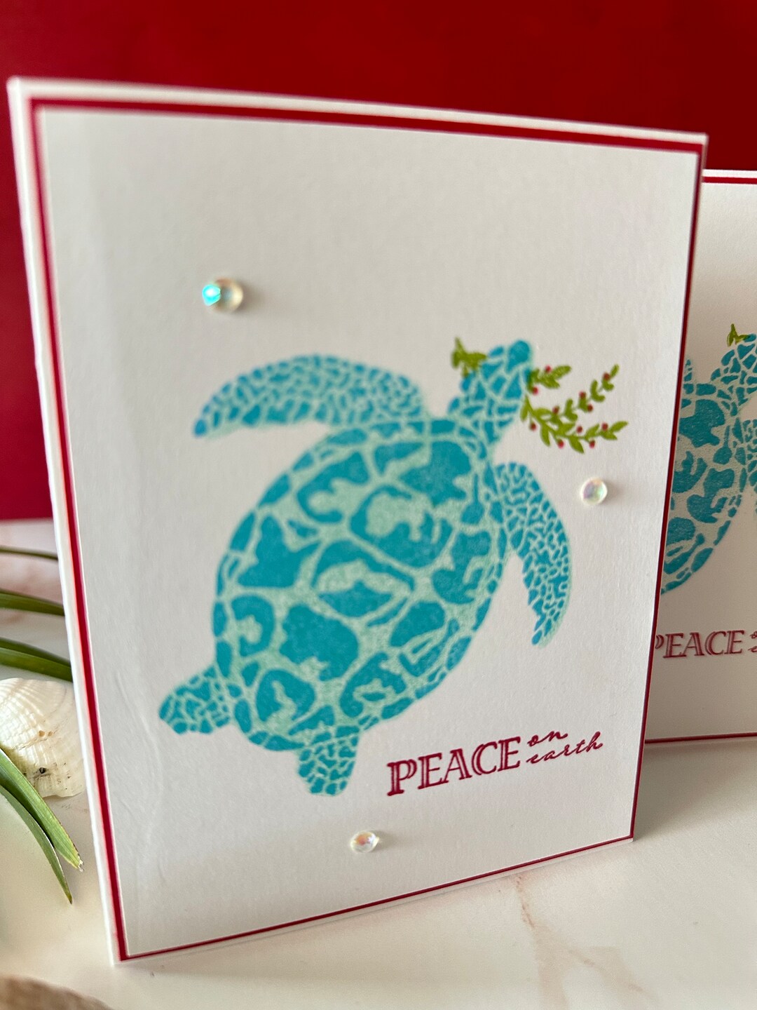 Sea Turtle “peace on Earth” Holiday Cards | Set of 4 - Etsy