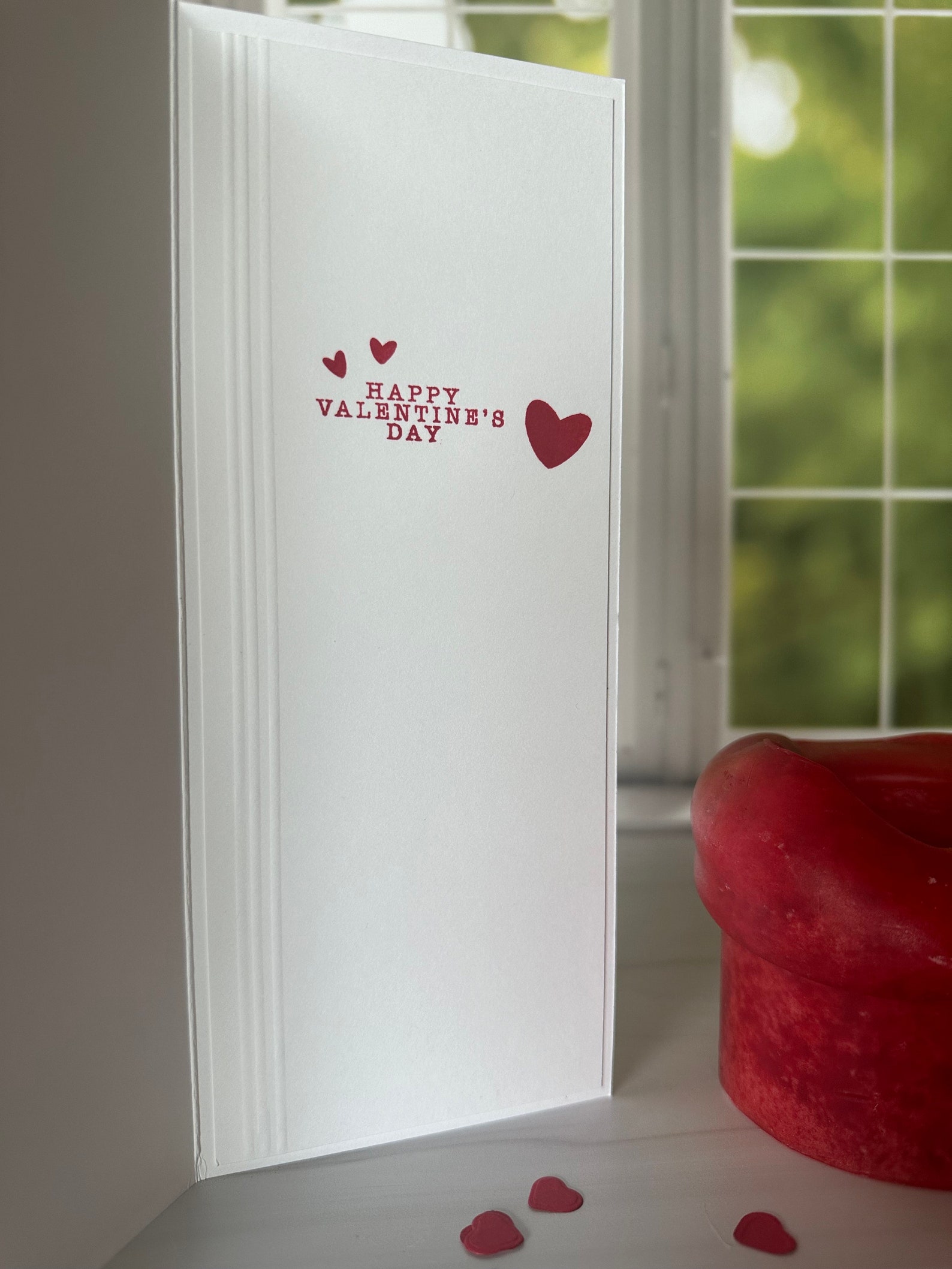 Handmade Valentine's Day Card: Red Heart Slimline Love Card - Etsy