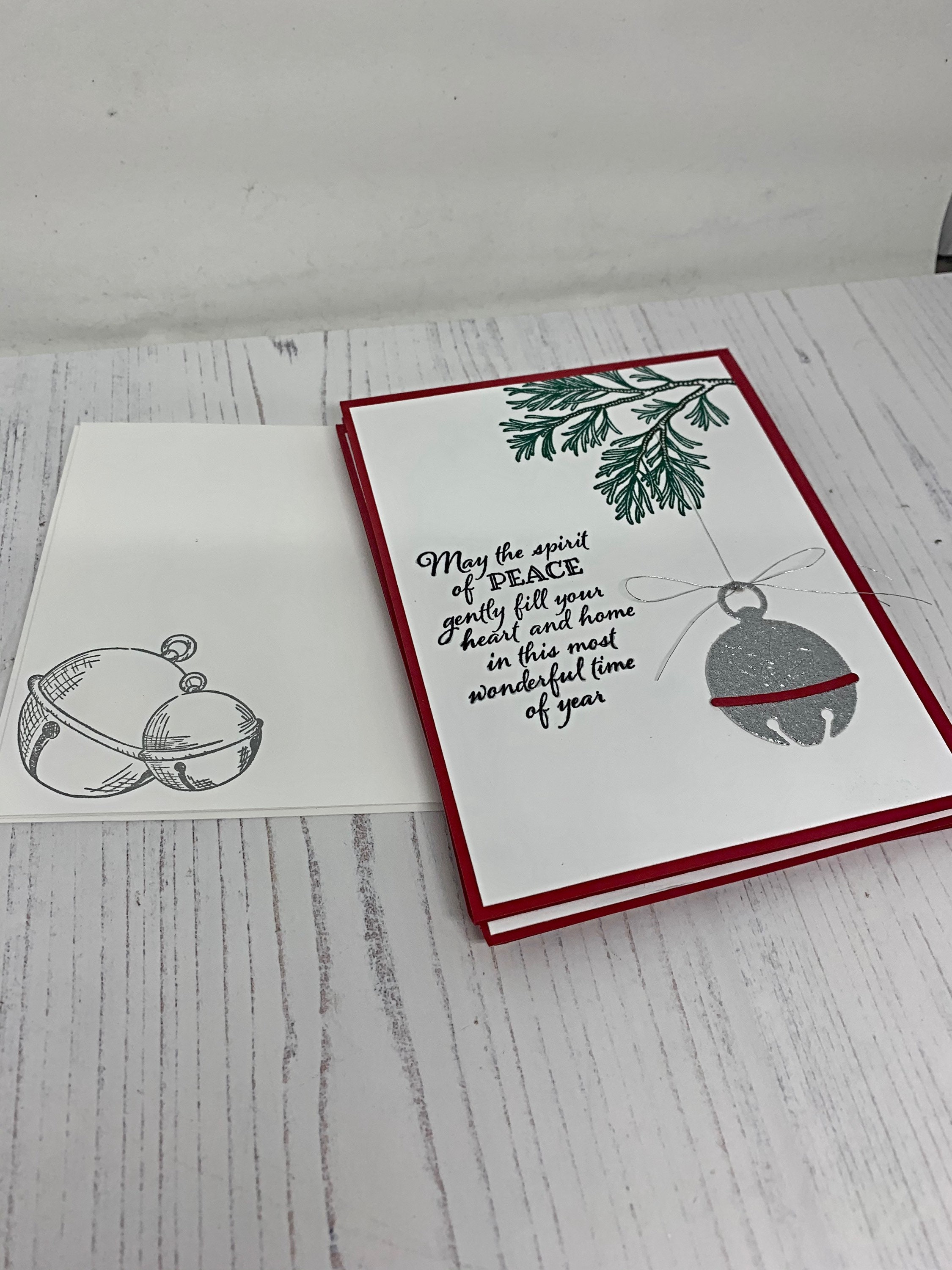 Handmade Silver Bells Cards Set of 4 | Etsy