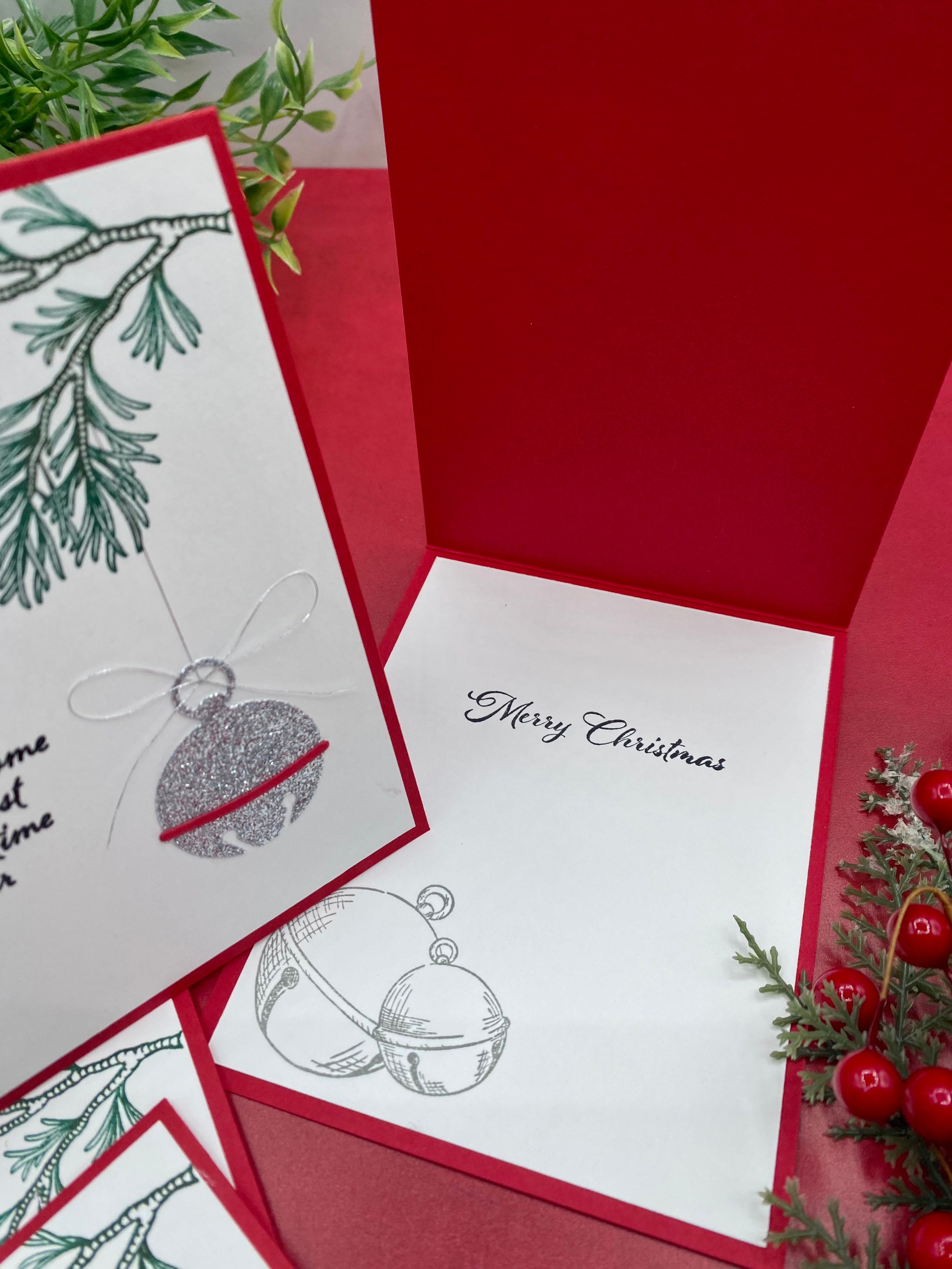 Handmade Silver Bells Cards Set of 4 - Etsy