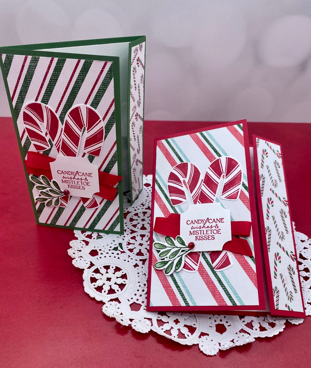 Handmade Candy Cane Wishes Christmas Cards | Set of 6 - Etsy