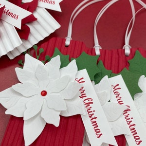Handmade Christmas Holiday Poinsettia Gift Tags | Set of 8 - Etsy
