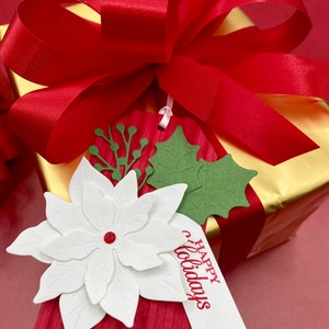Handmade Christmas Holiday Poinsettia Gift Tags | Set of 8 - Etsy