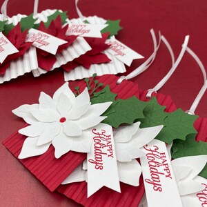 Handmade Christmas Holiday Poinsettia Gift Tags | Set of 8 - Etsy