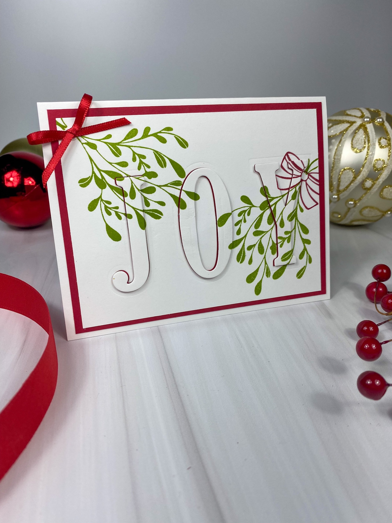 Handmade Mistletoe Joy Christmas Card | Set of 6 - Etsy
