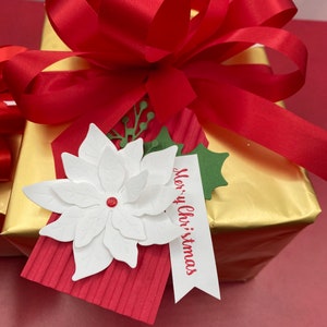 Handmade Christmas Holiday Poinsettia Gift Tags | Set of 8 - Etsy