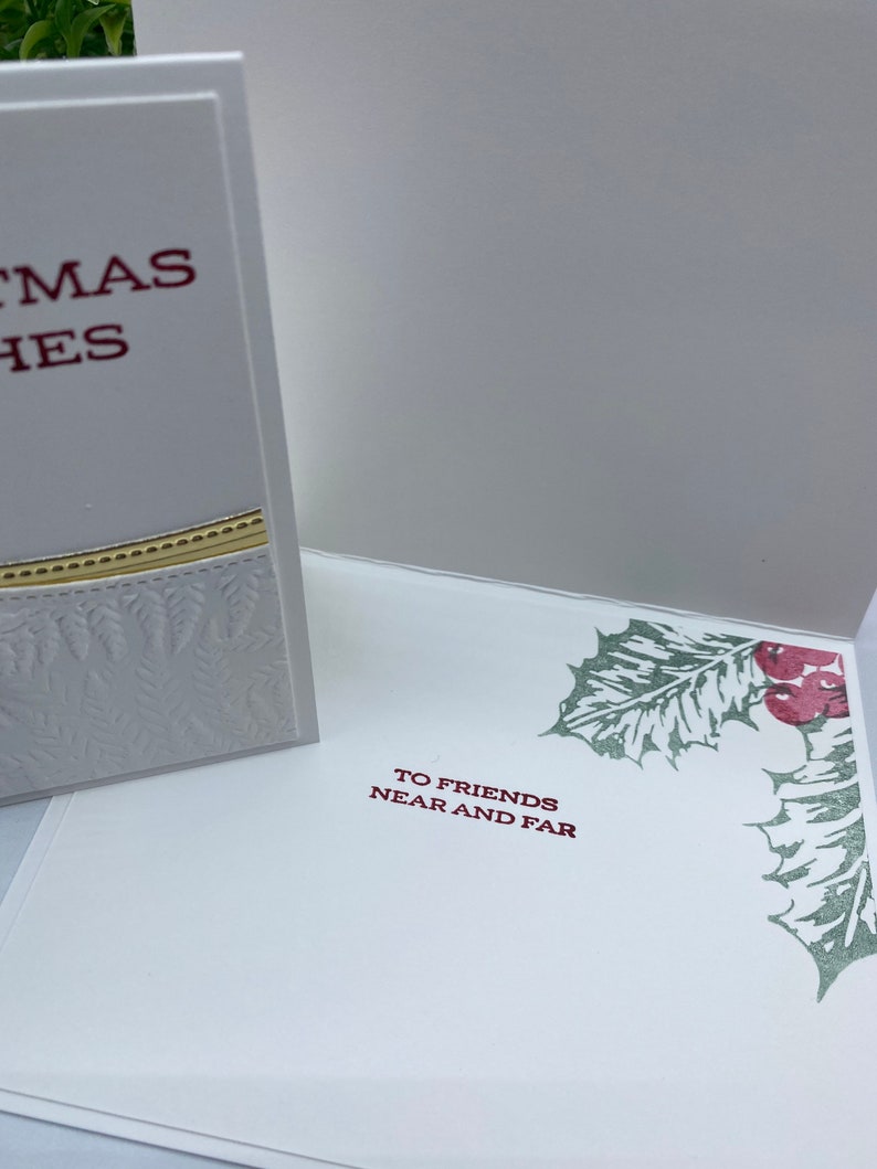 Handmade Christmas Holly Cards: Embossed Holiday Greetings, Set of 6 - Etsy