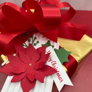 Handmade Christmas Holiday Poinsettia Gift Tags | Set of 8 - Etsy