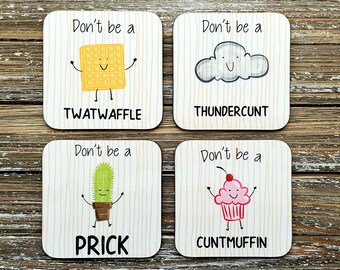 Funny Coasters Set Rude Coasters Gag Gift Inappropriate Coasters Funny ...