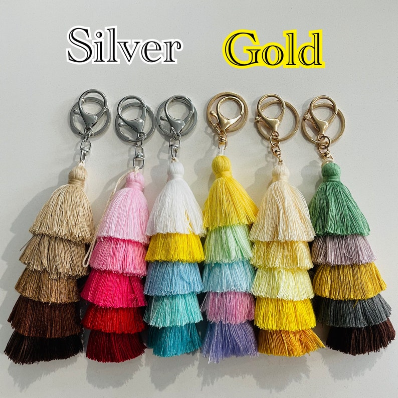 Tassel Stack Keychain Layered Tassel Gift for Her Gift for | Etsy