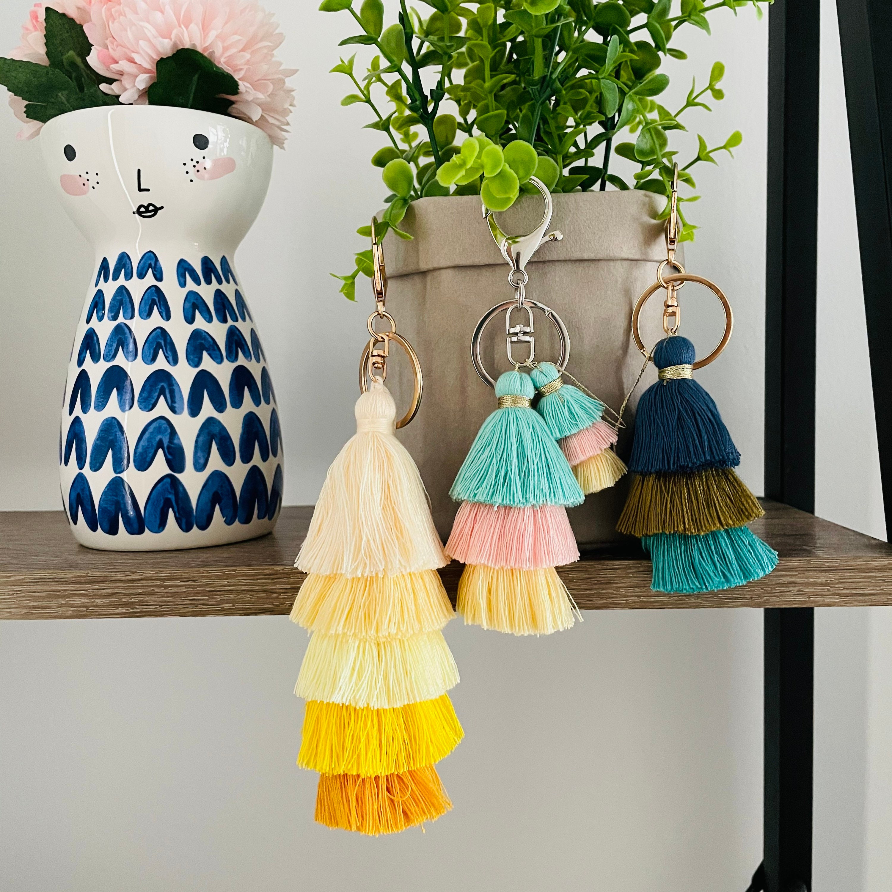 3 Layer 8 CM Tassel Stack Keychain Gift for Her Gift for Women | Etsy