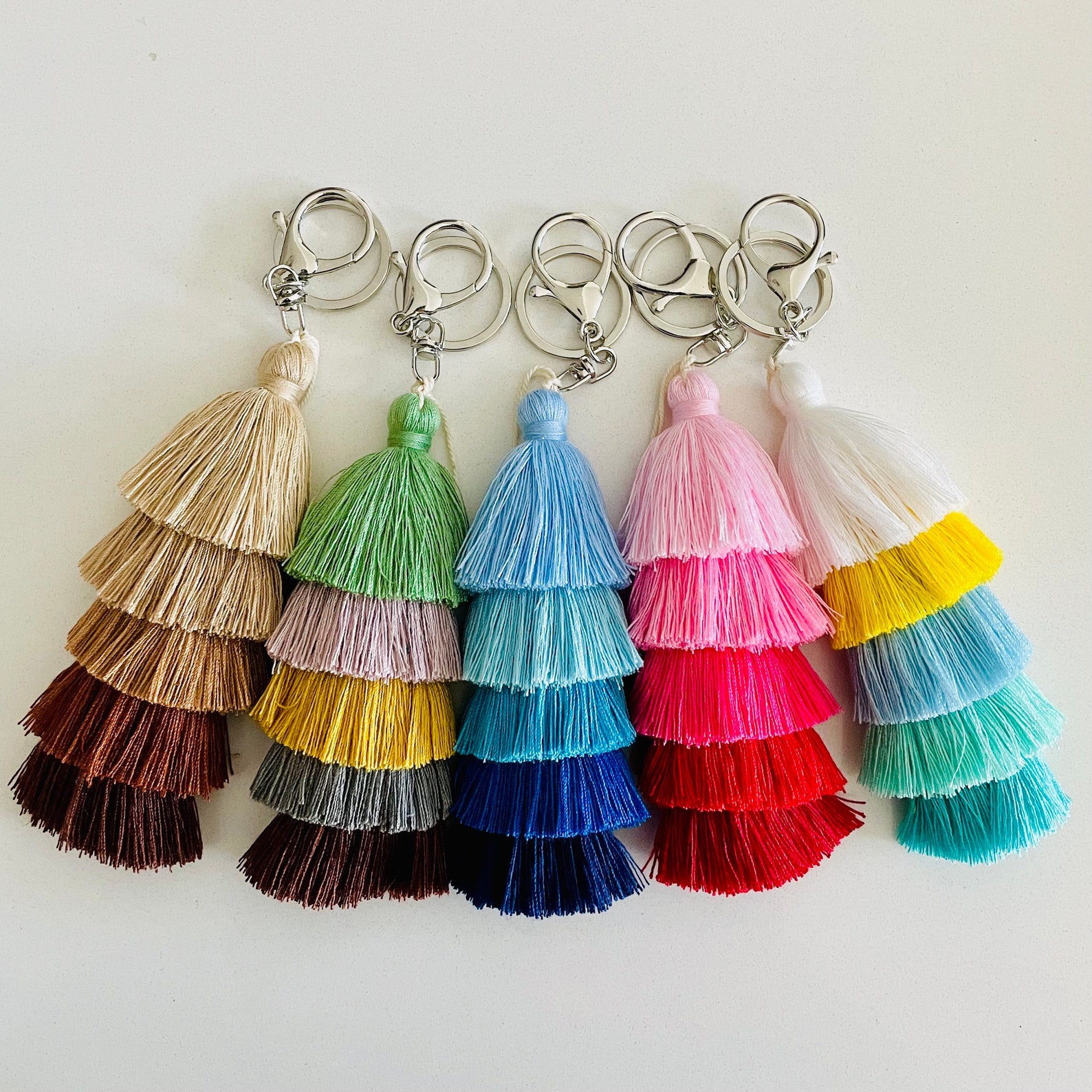 Tassel Stack Keychain Layered Tassel Gift for Her Gift for | Etsy