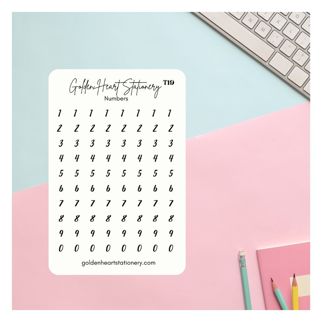 Numbers Transparent Foiled Stickers Themed sticker sheet | Etsy