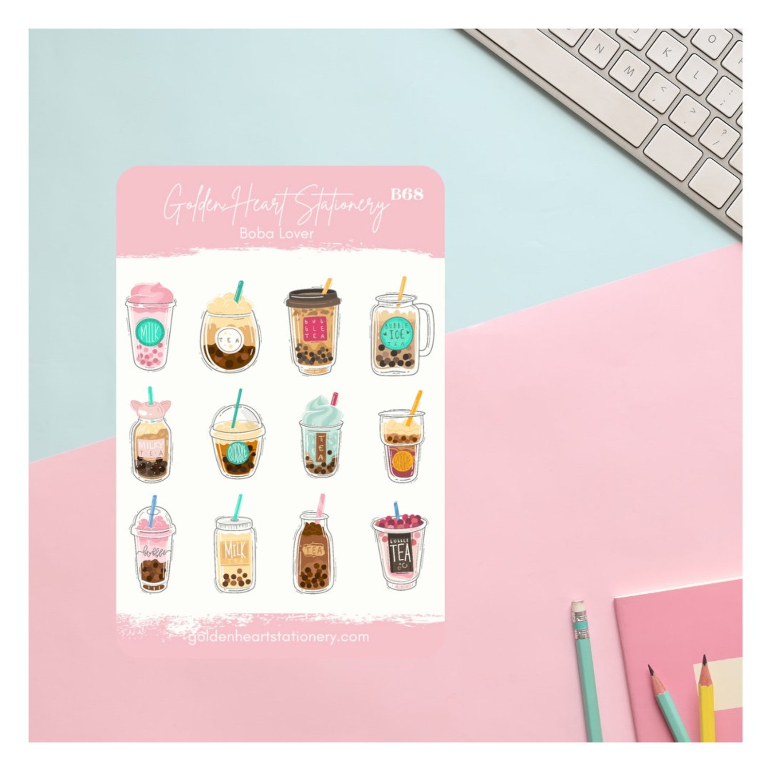Boba Lover Sticker Sheet Boba Stickers for Planner Bullet - Etsy UK