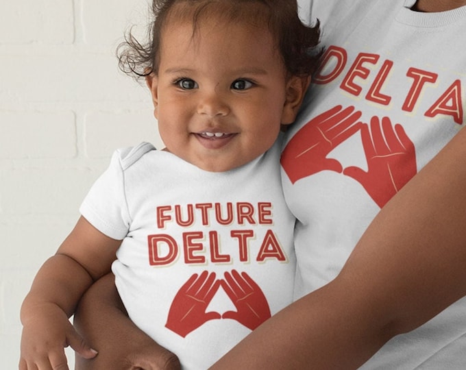 Future Delta Sorority Baby Bodysuit // Crimson & Cream // Delta Sigma ...