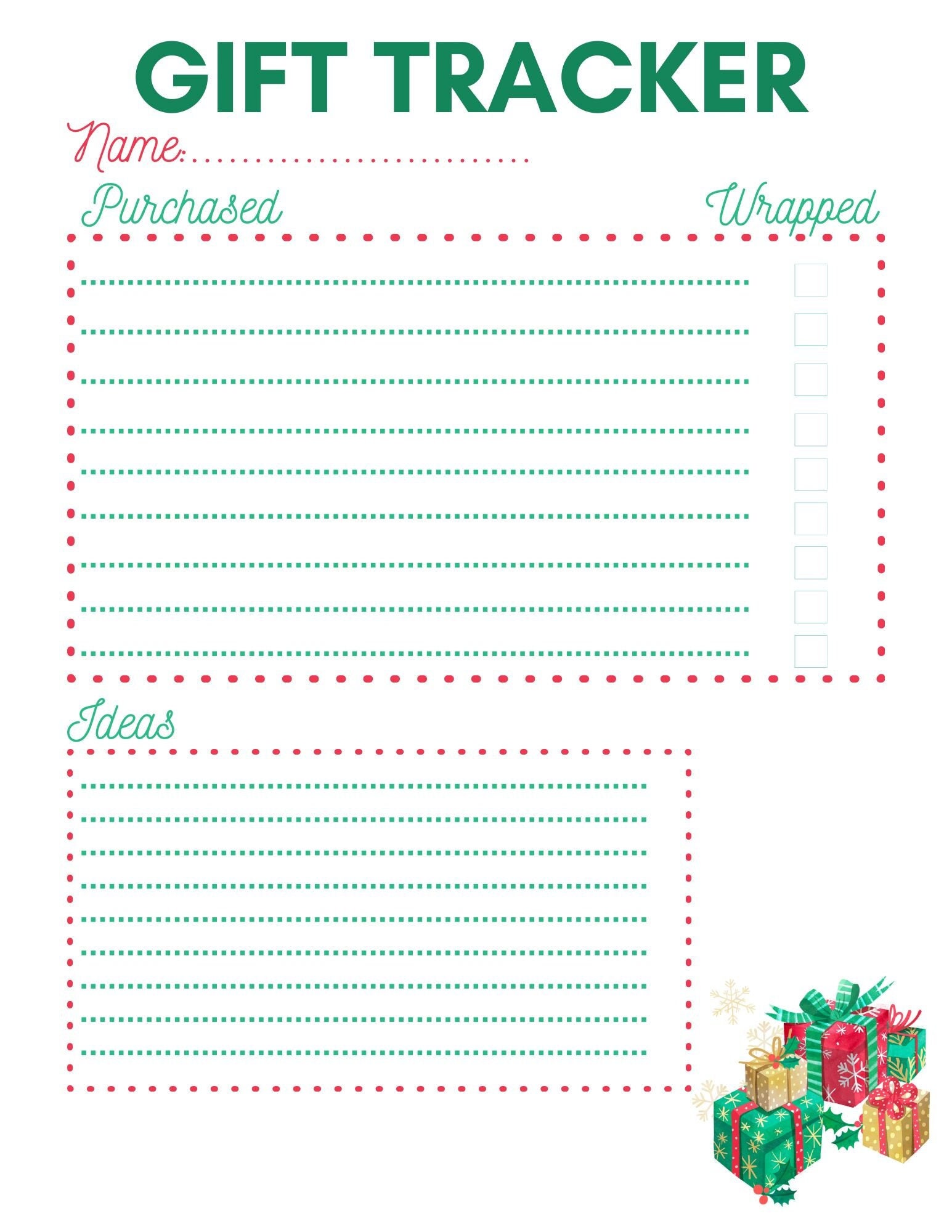 Gift Tracker Printable, Gift Printable, Christmas Gift Tracker ...